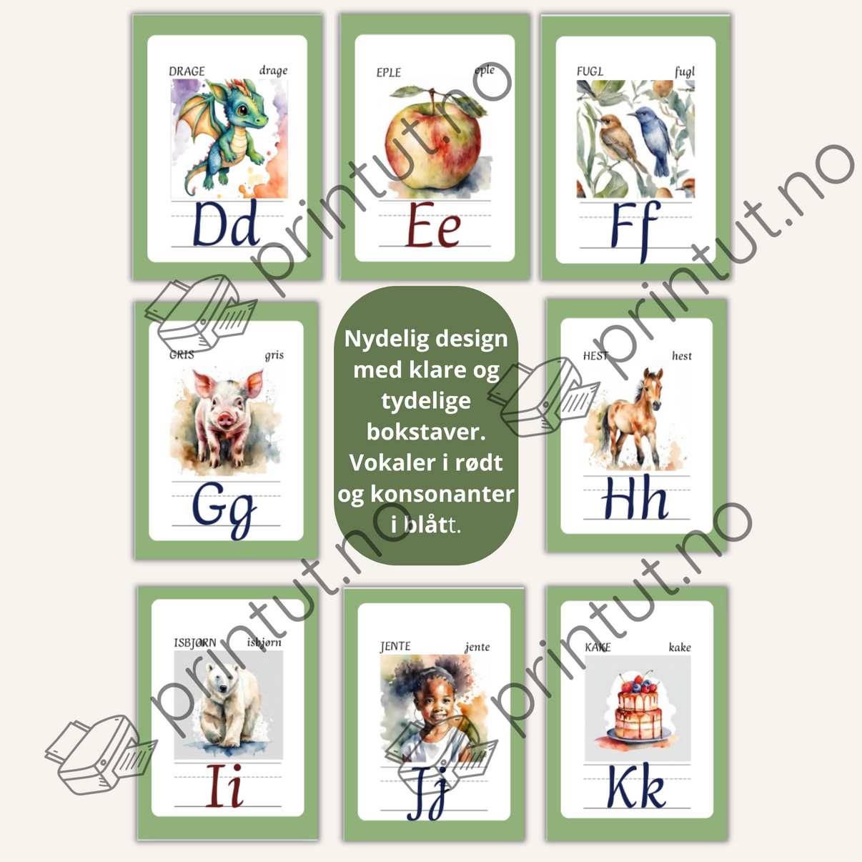 Alfabetplakater | Dekorative bokstavplakater fra A til Å for barnerom ...